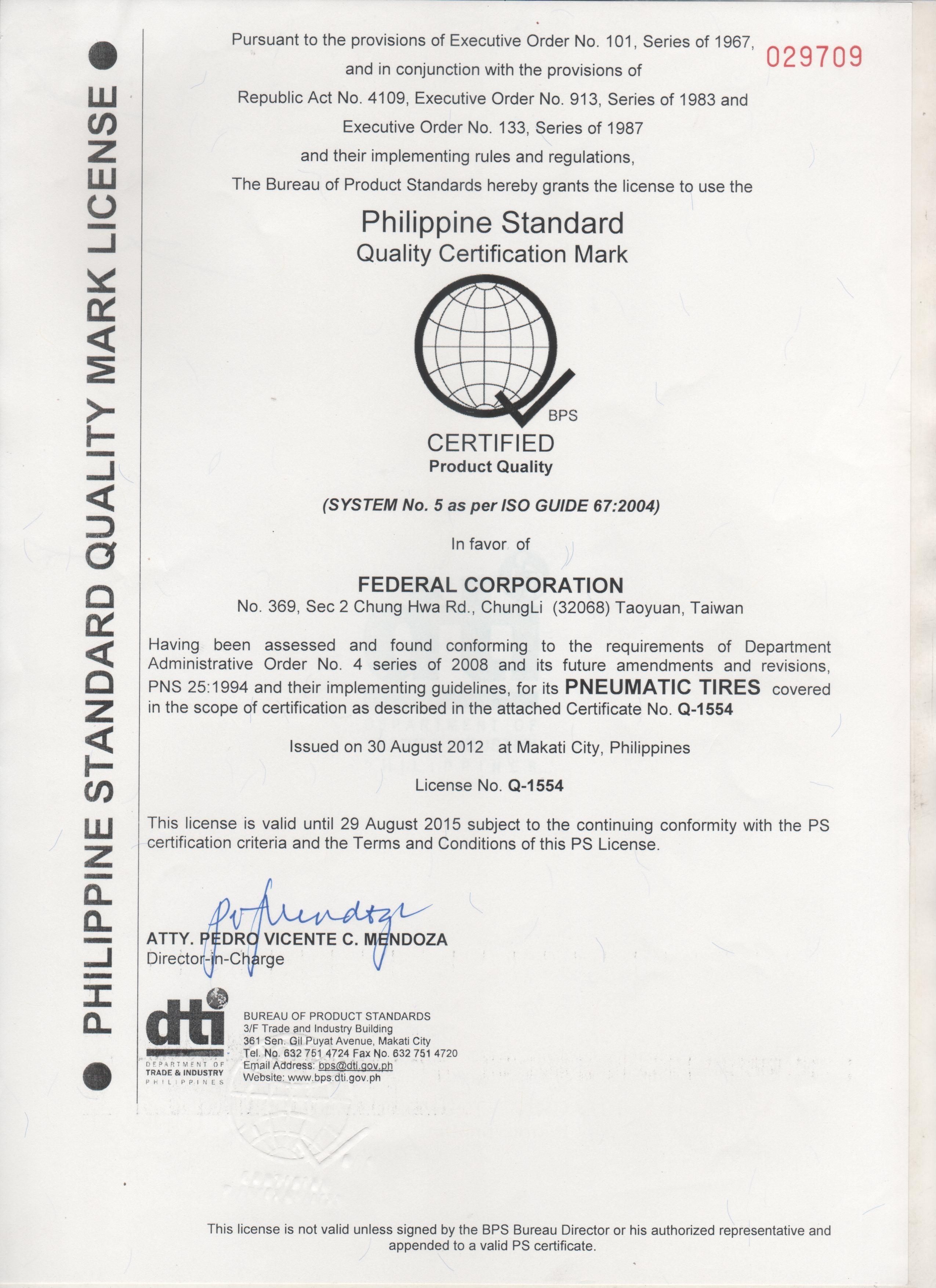 Federal gets its license in the Philippines | 2012-09-28 | Modern Tire ...