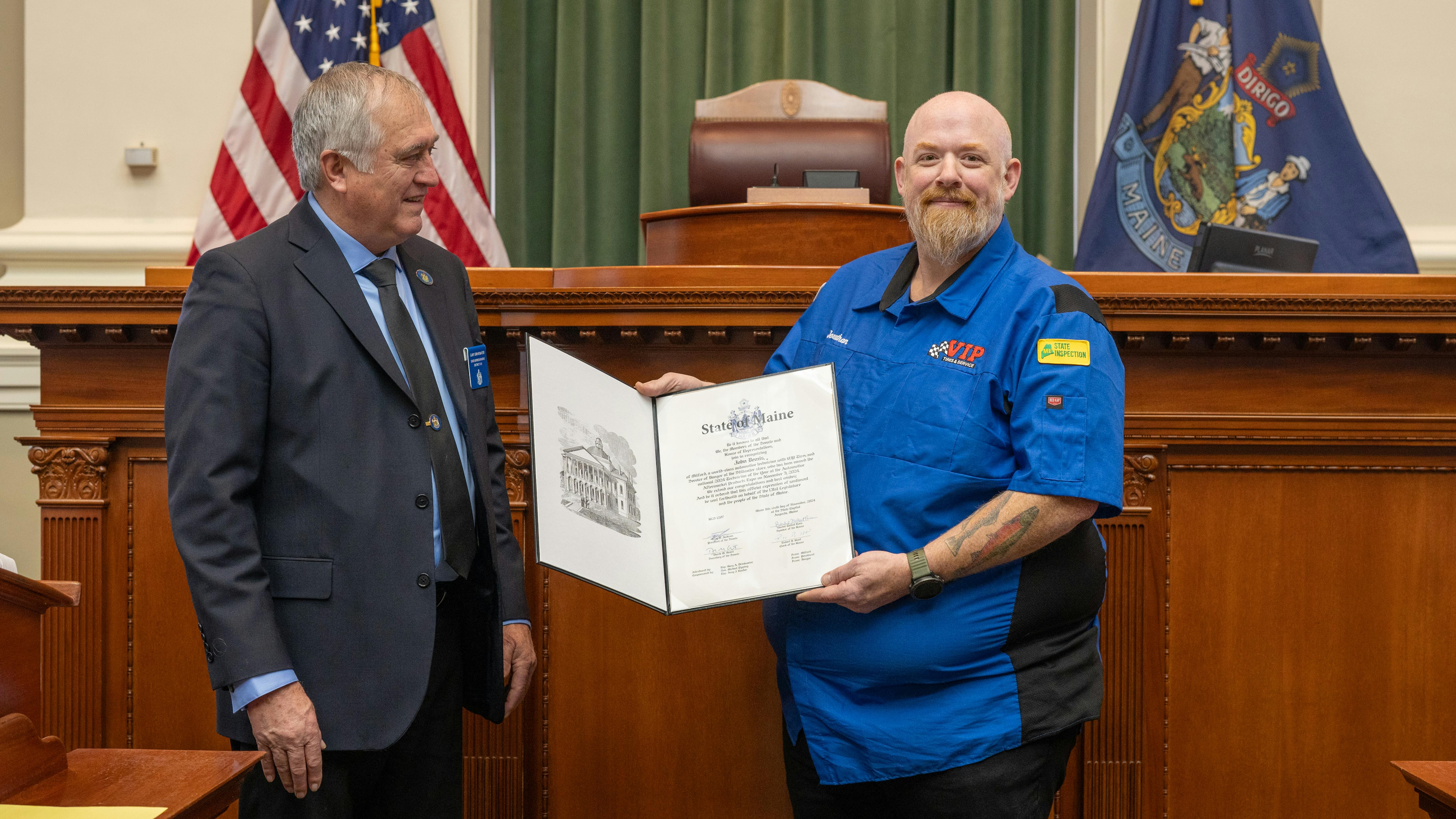 VIP Tires' Bemis Honored by Maine Legislature for Technician ...